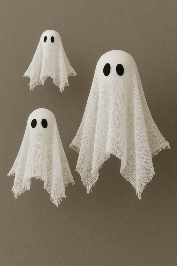 Floating Fabric Ghost Decorations – Easy Halloween DIY - Loopcraftt
